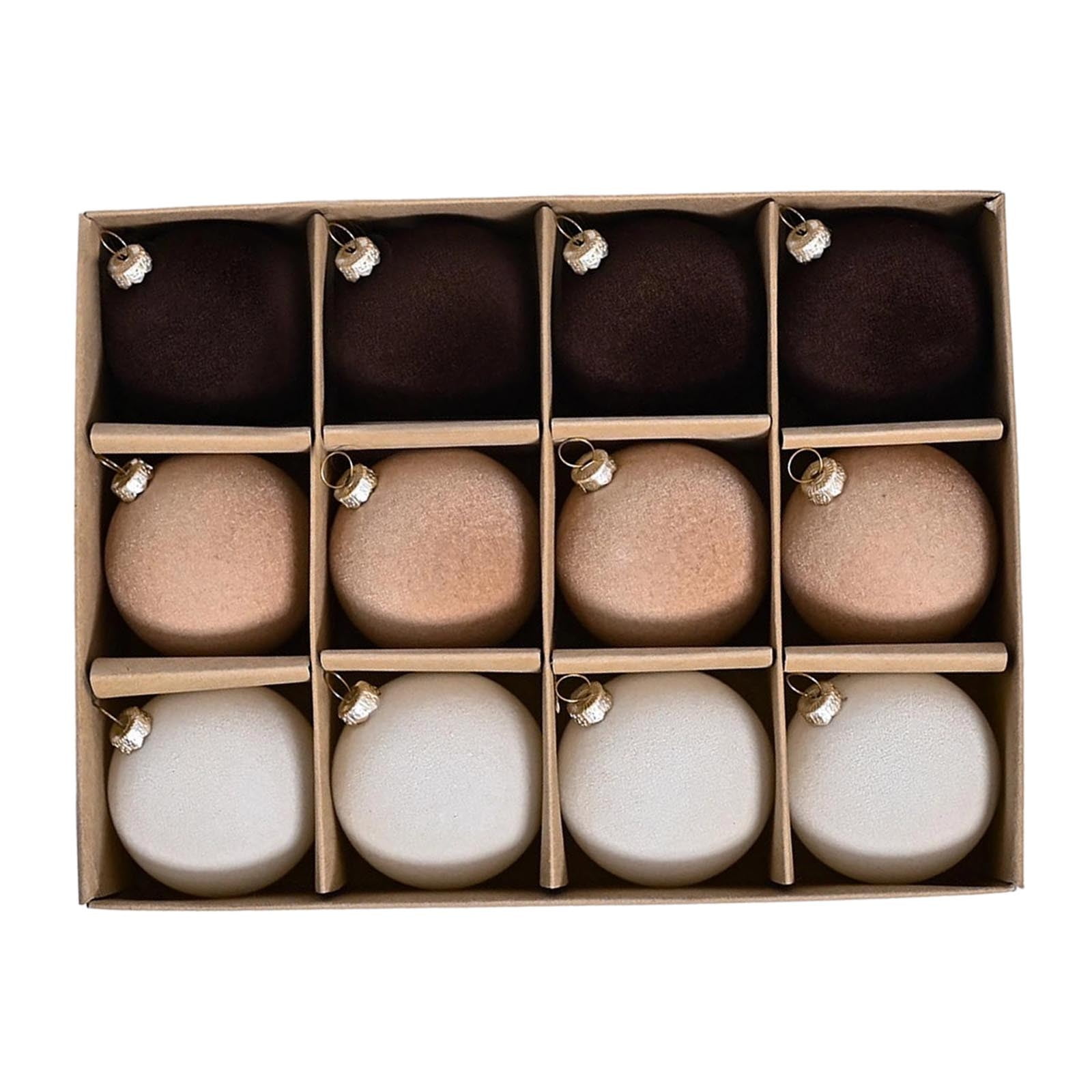 Classical Holiday Velvet Ornament Set Flocked Shatterproof Christmas ...