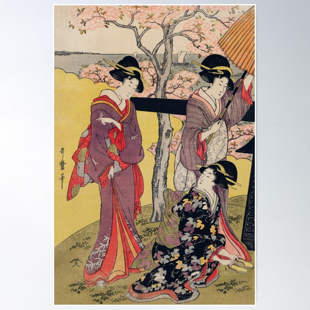 Classical Japanese Art: Gotenyama No Hanami Hidari By Utamaro Kitagawa ...