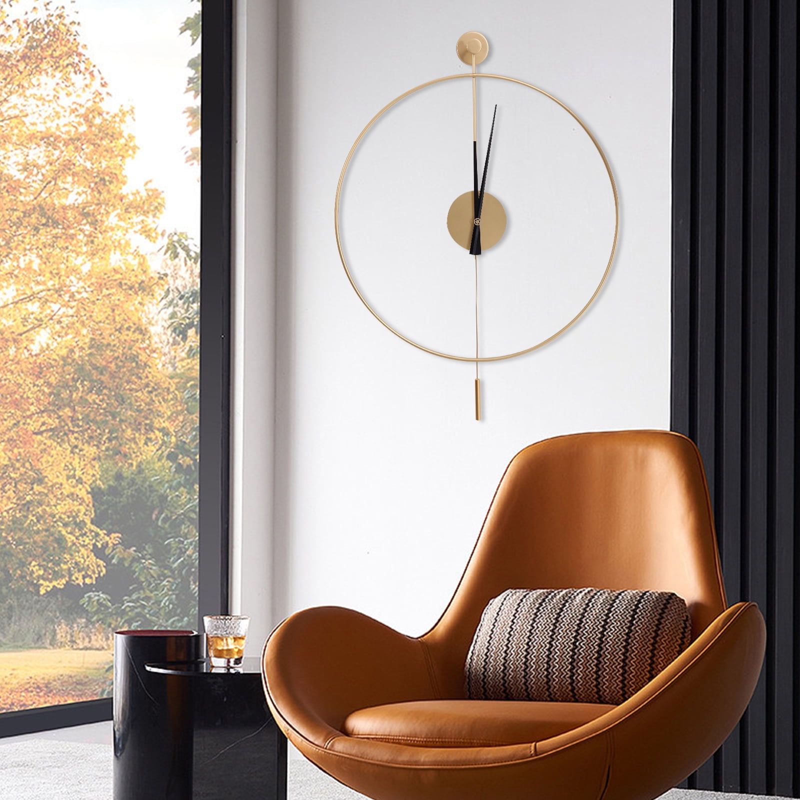 Classical Large Decorative Wall Clock with Pendulum, Modern Non-Ticking ...