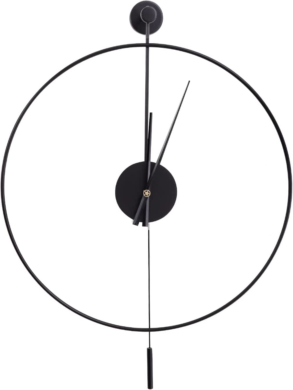 Classical Large Modern Round Wall Clock with Pendulum, Battery Powered ...