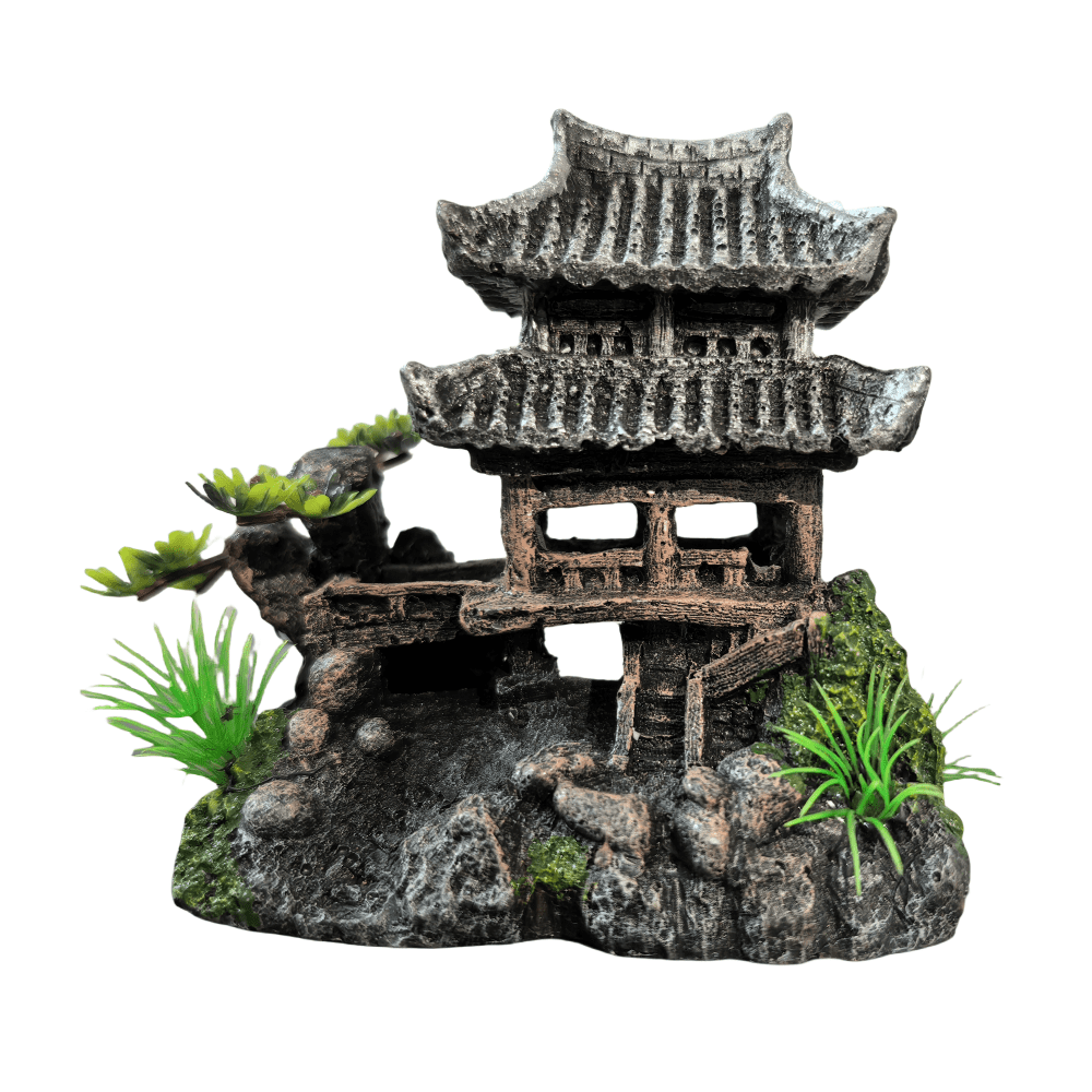 Classical Lifelike Chinese Landscape Resin Aquarium Castle Decorations ...