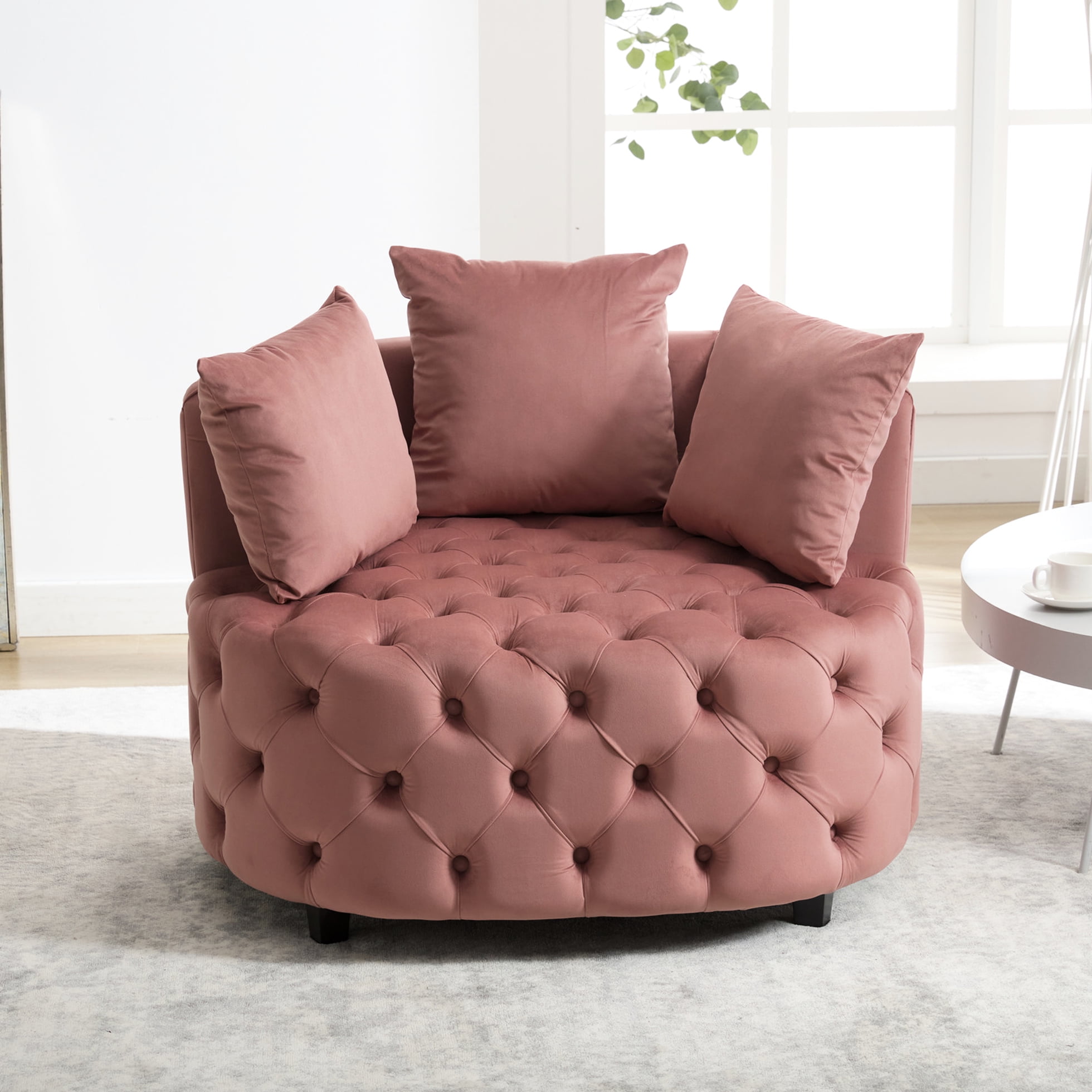 Classical Living Area Chair In Pink Velvet, Foam, American Design Style ...