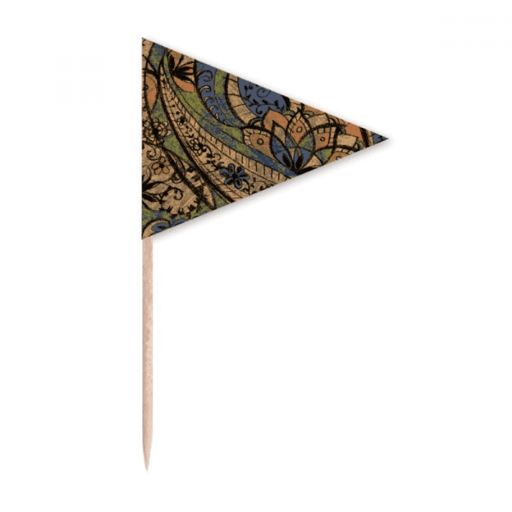Classical Lotus Fish Pattern Toothpick Triangle Cupcake Toppers Flag ...