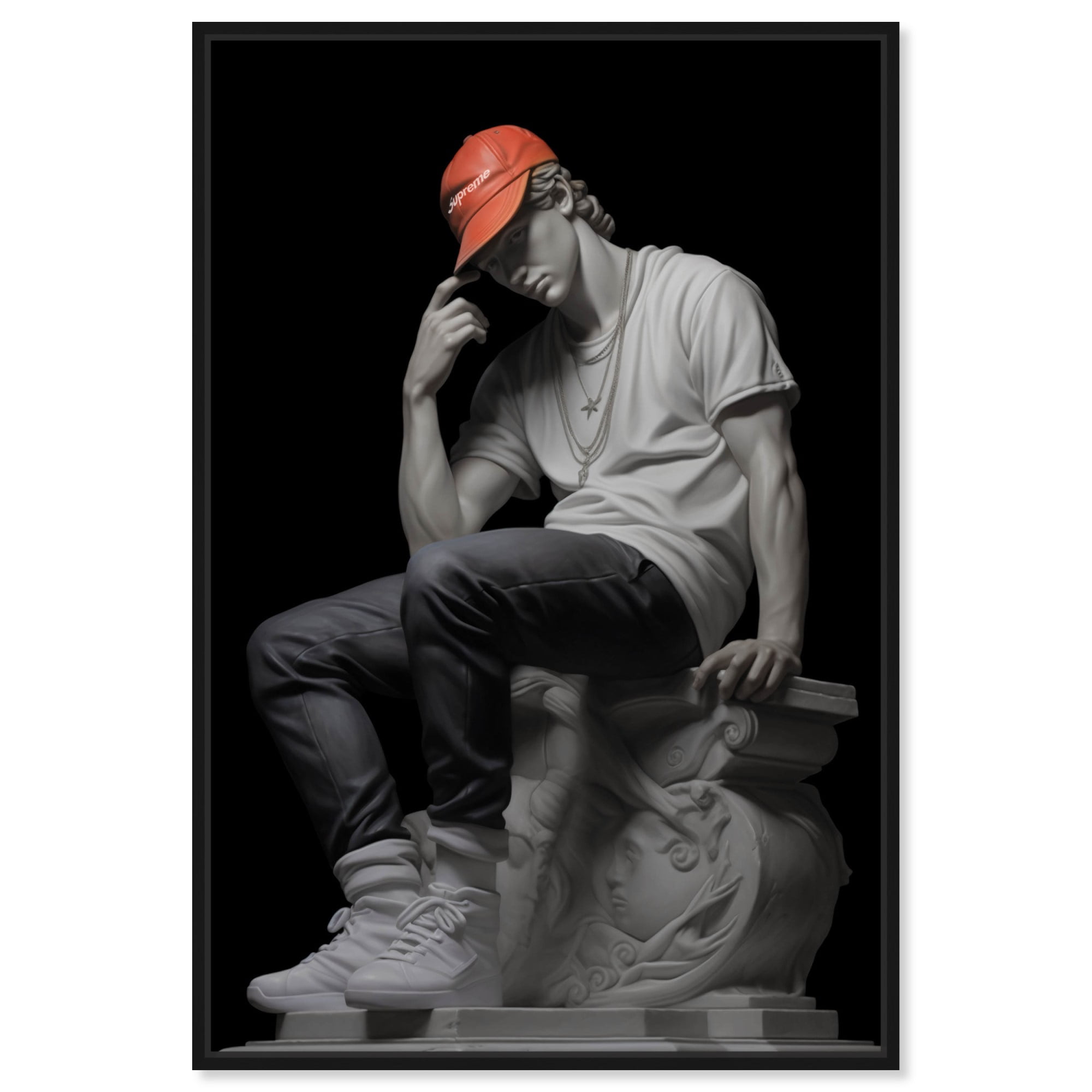 Classical Marble Street Statue Canvas Modern Urban Man Cave Art By ...