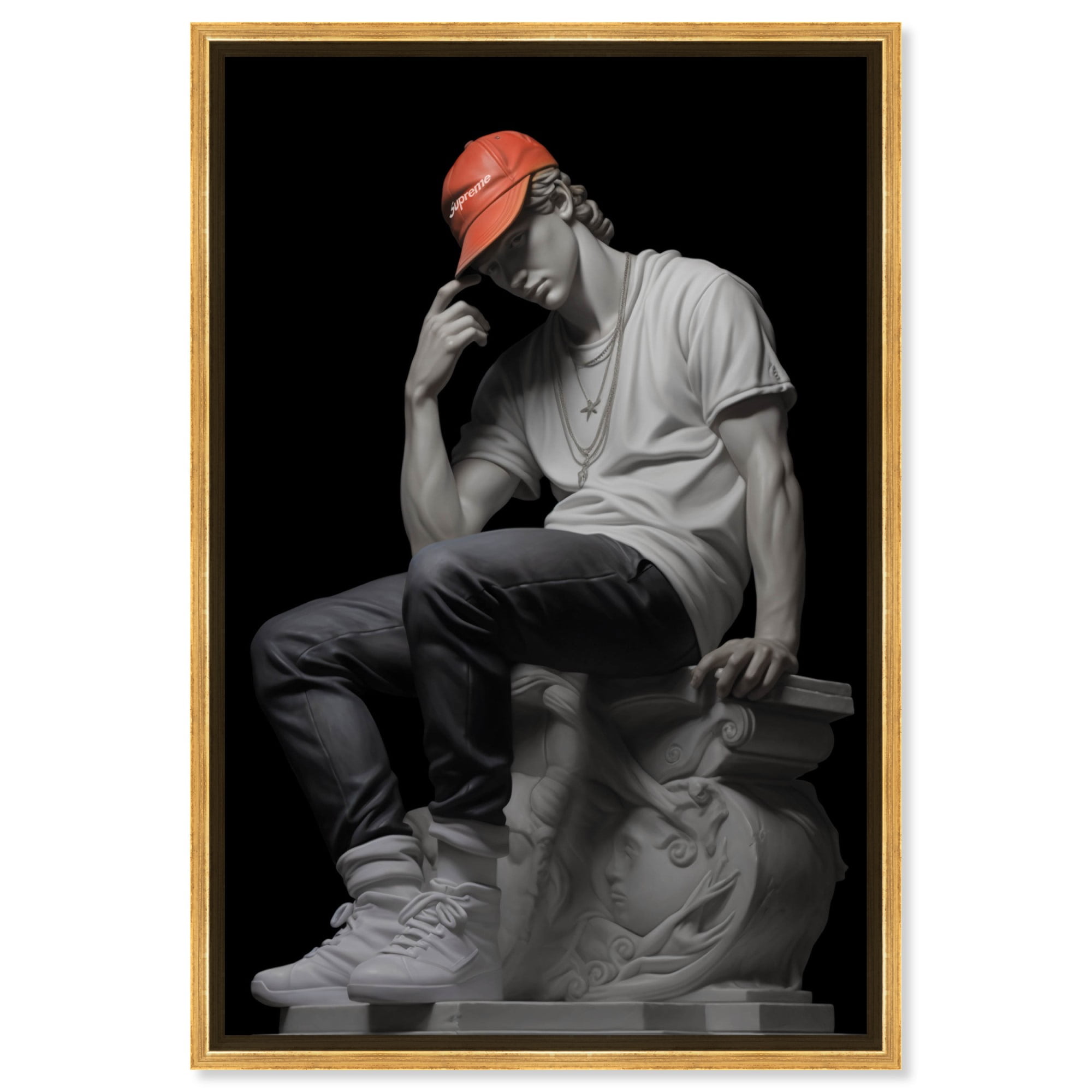 Classical Marble Street Statue Canvas Modern Urban Man Cave Art By ...