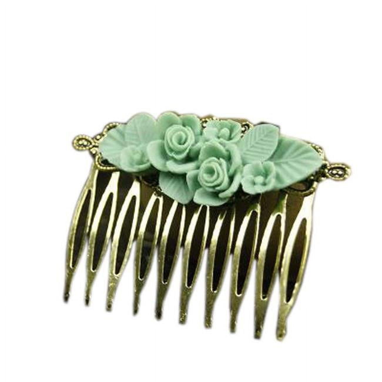 Classical Metal Green Flower Chic Hair Comb - Set of 2 - Walmart.com