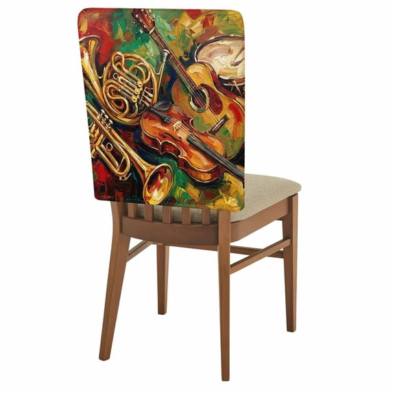 Classical Musical Instruments Chair Covers Set of 4 Guitar Red Green ...