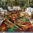 Classical Musical Instruments Indoor Outdoor Rugs 4x6 Ft, Guitar Red ...