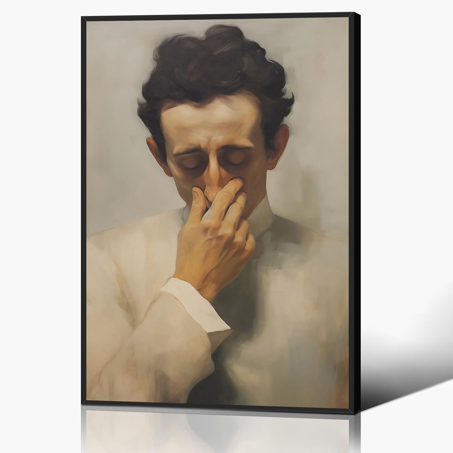 Classical Painting Bathroom Canvas Wall Art, Vintage Funny Bathroom Boy ...