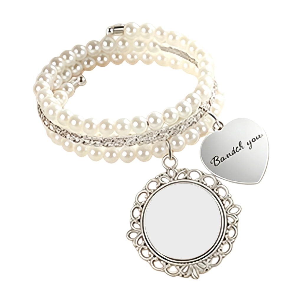 Classical Pearls Embellished Bangle Ornate Floral Accent And Picture ...