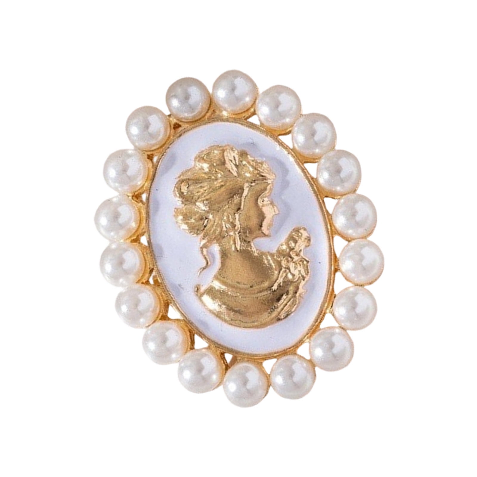 Classical Pearls Portrait Brooch Antique Inspired Alloy Safety Lapel ...