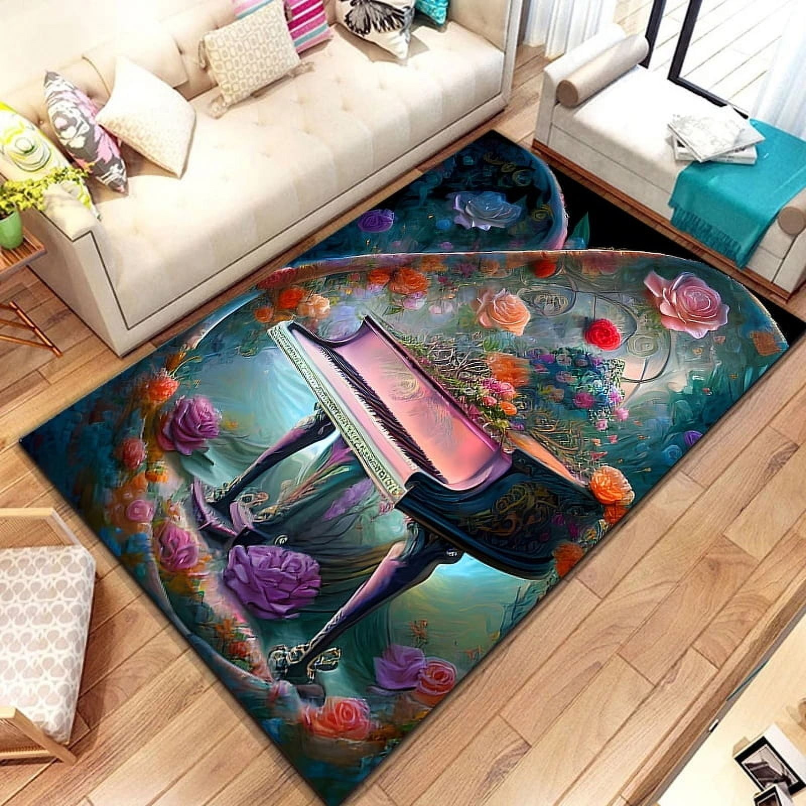 Classical Piano Pattern Rug for Living Room Bedroom Bedside Anime ...