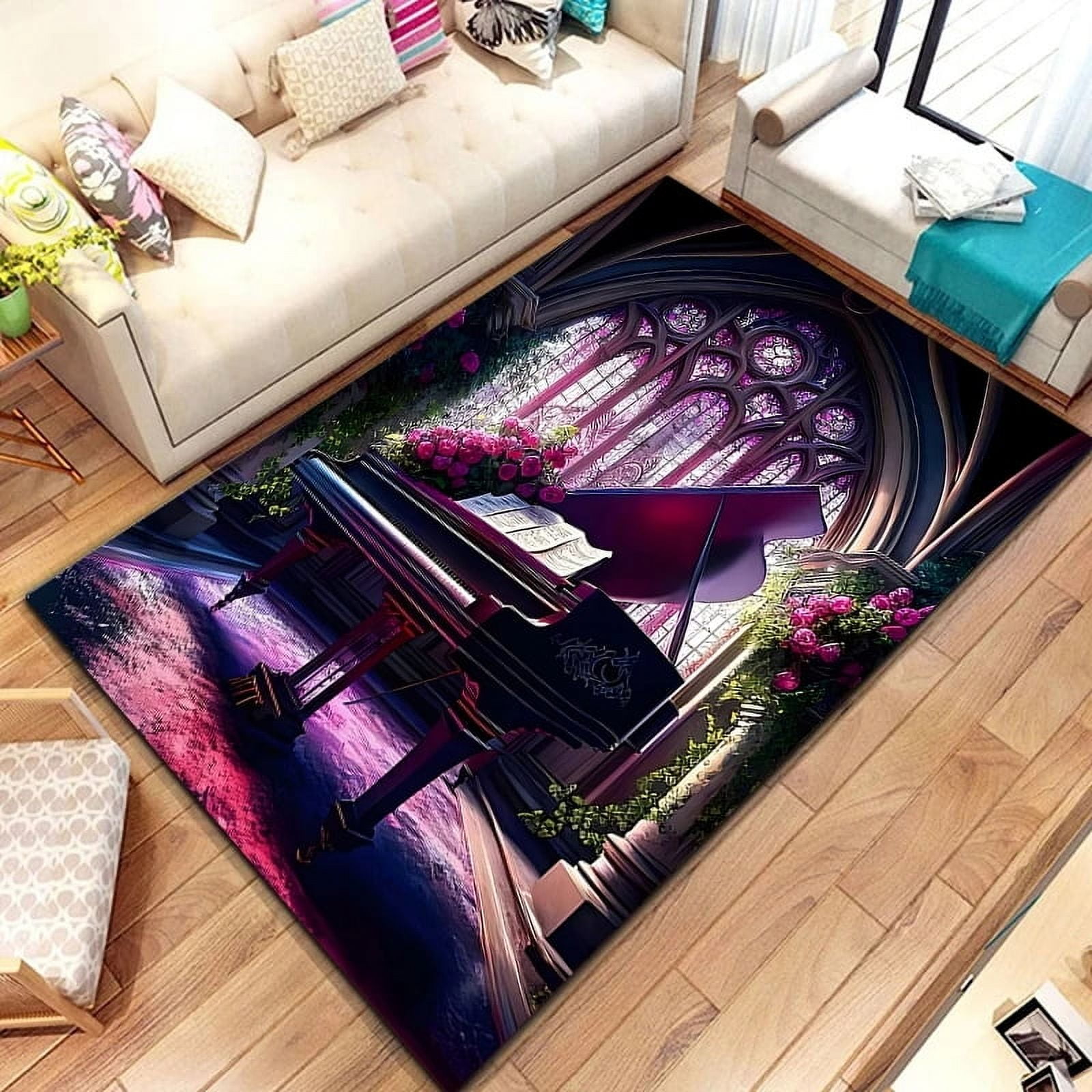 Classical Piano Pattern Rug for Living Room Bedroom Bedside Anime ...