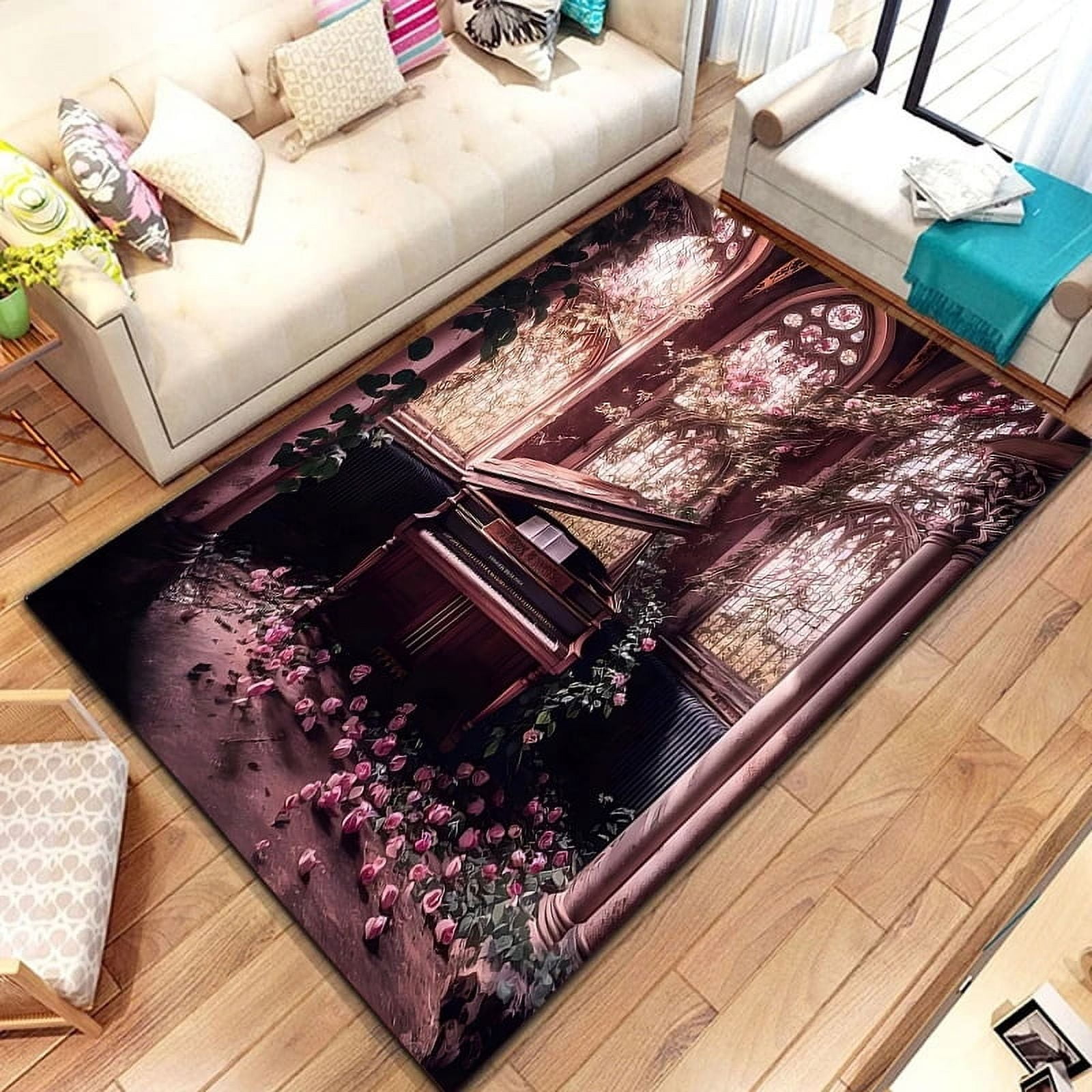 Classical Piano Pattern Rug for Living Room Bedroom Bedside Anime ...