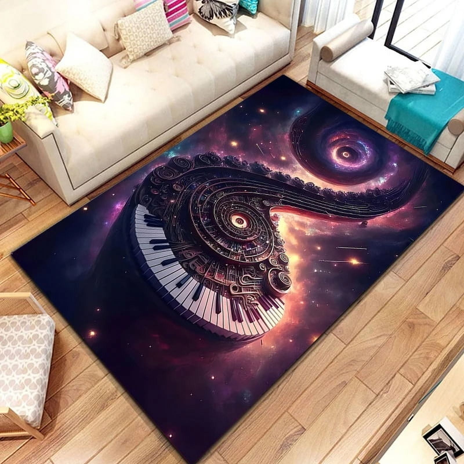 Classical Piano Pattern Rug for Living Room Bedroom Bedside Anime ...