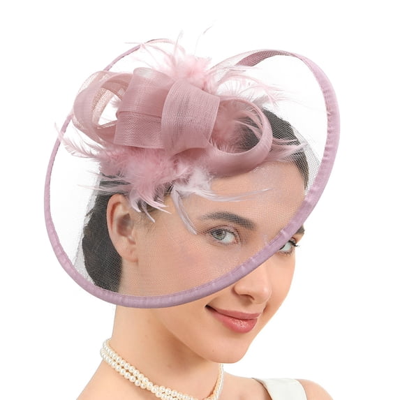 Classical Pillbox Hat With Feathered Mesh Flower Formal TeaParty ...