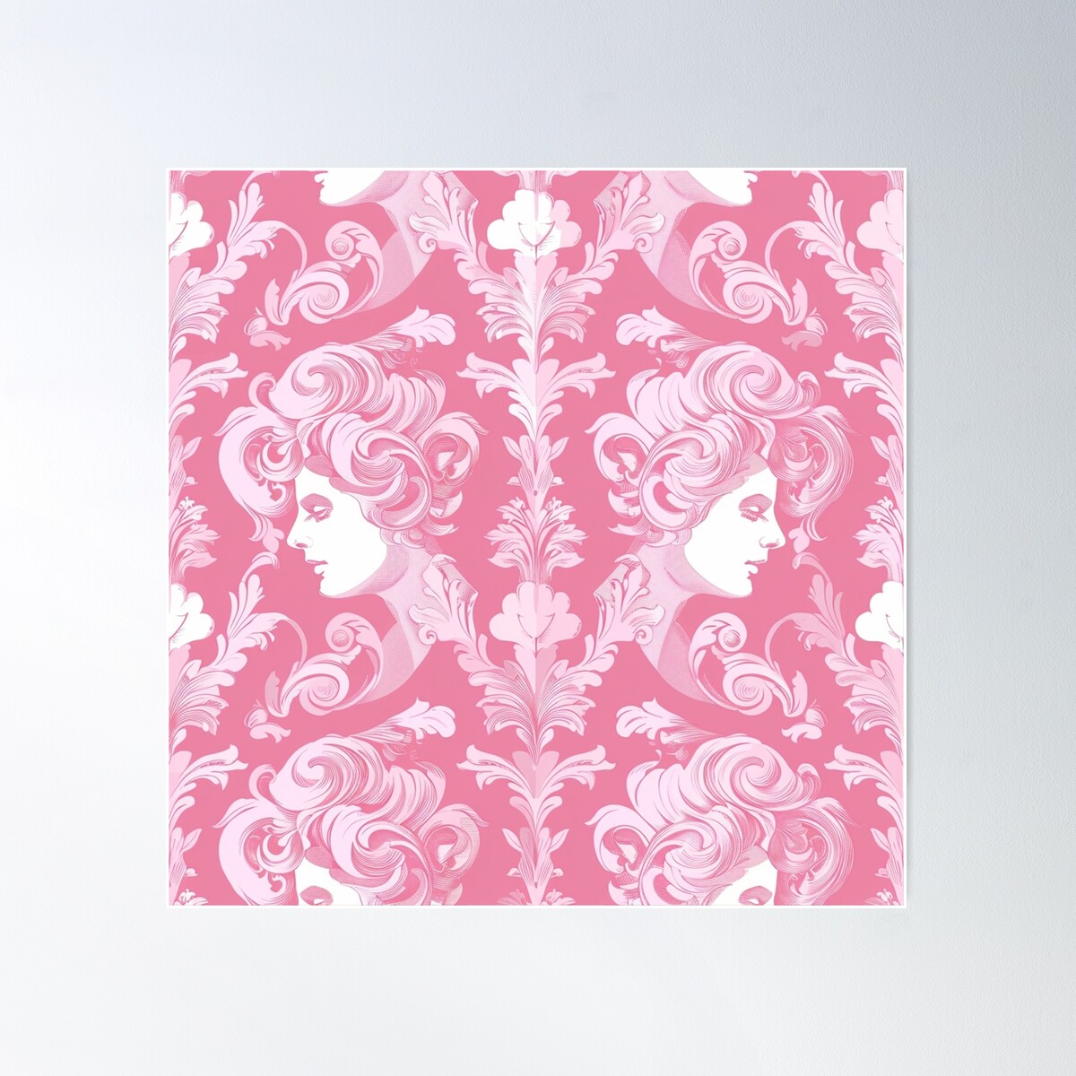 Classical Pink Pattern Poster Wall Art, Modern Wall Decor For Living ...