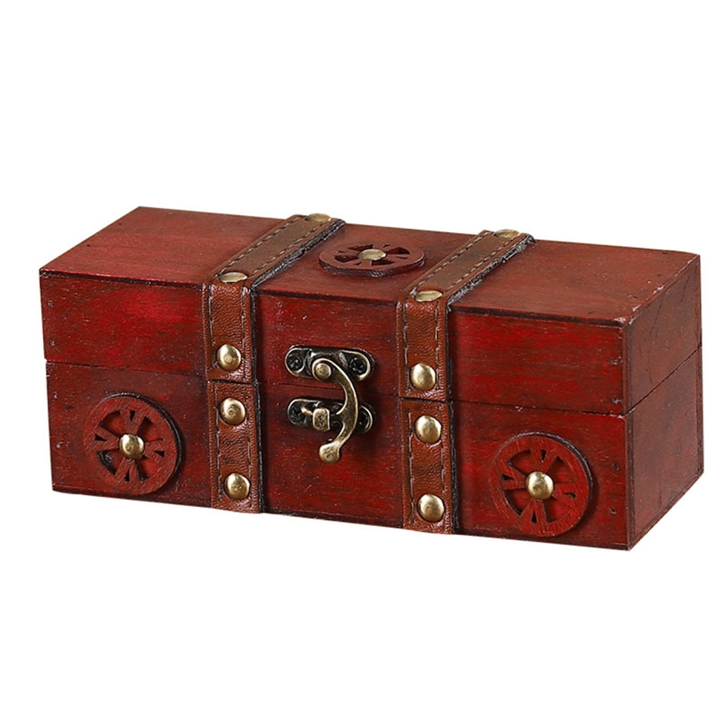 Classical Red Wooden Storage Box With Lid For Jewelry Keepsakes And ...