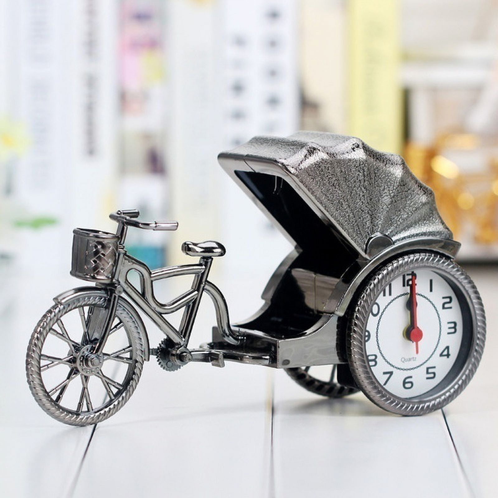 Classical Retro Creative Rickshaw Shaped Desktop Decoration Alarm Clock ...