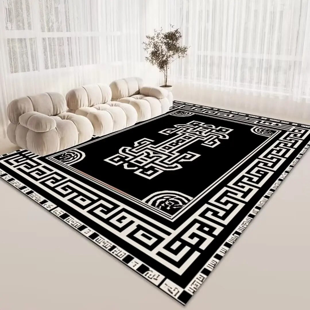 Classical Retro Style Luxury Carpets for Living Room Black Decoration ...
