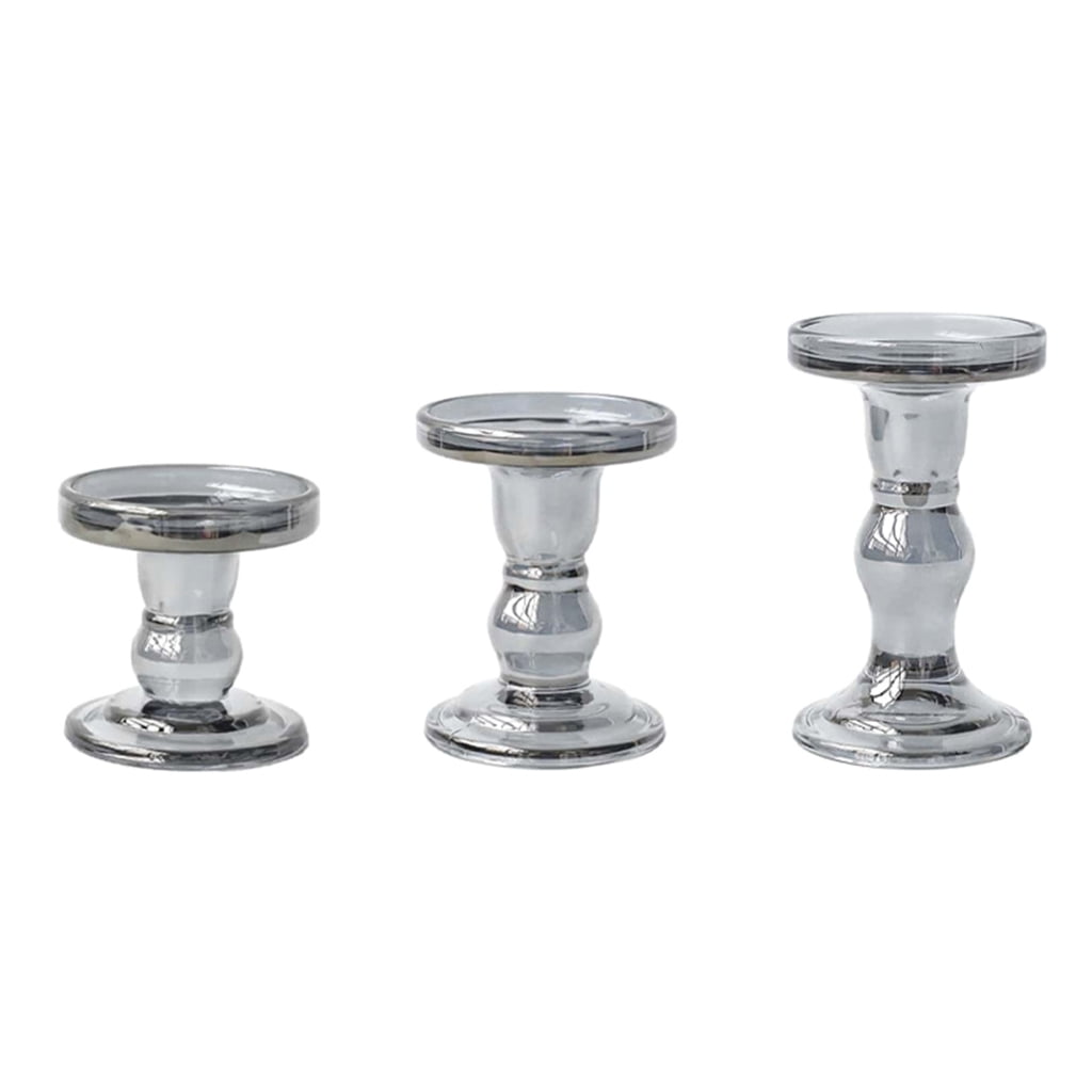 Classical Roman Column Candlesticks, Quality Clear Glass Candle Holders ...