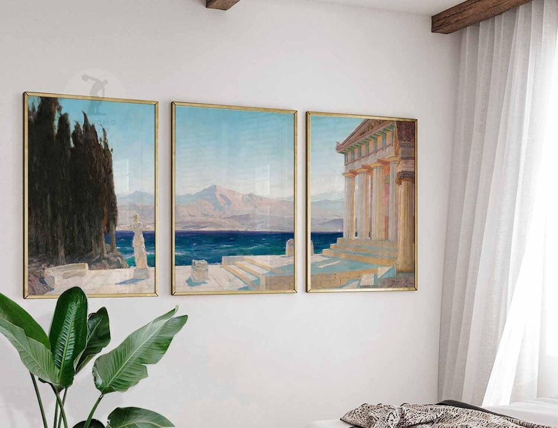 Classical Roman Sea Historical Architecture Art Set 3 Unframed Paper ...