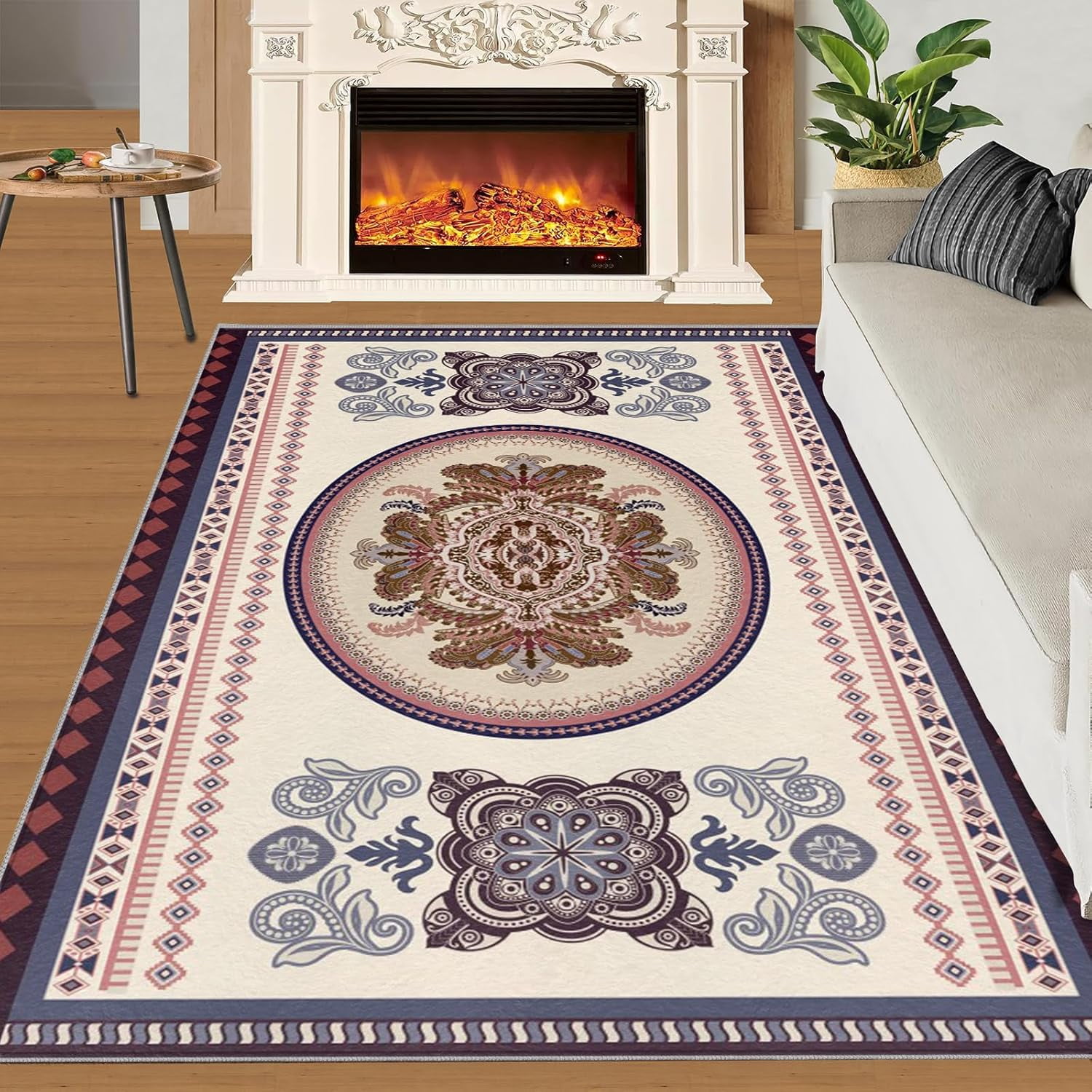 Classical Royal Rug, Luxury Flowers Bedroom Rugs, Area Rug Soft Non ...