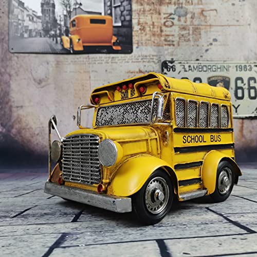 Classical School Bus Model Storage Box Handmade Miniature Figurine ...