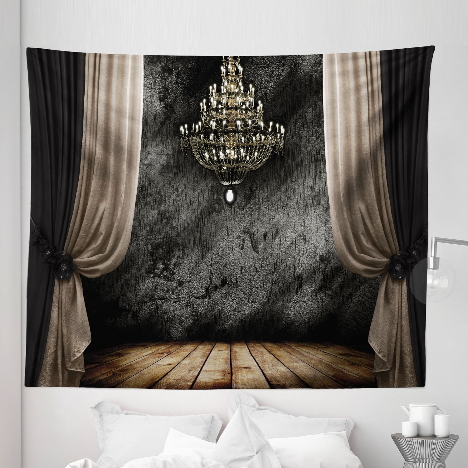 Classical Tapestry, Ball Room Chandelier Look Illustration in Dark ...