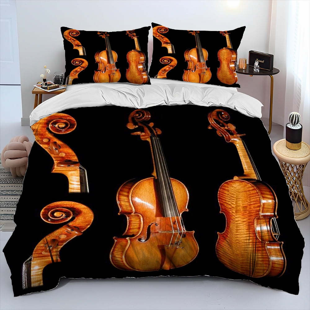 Classical Violin Instrument Music Comforter Bedding Set Duvet Cover Bed ...