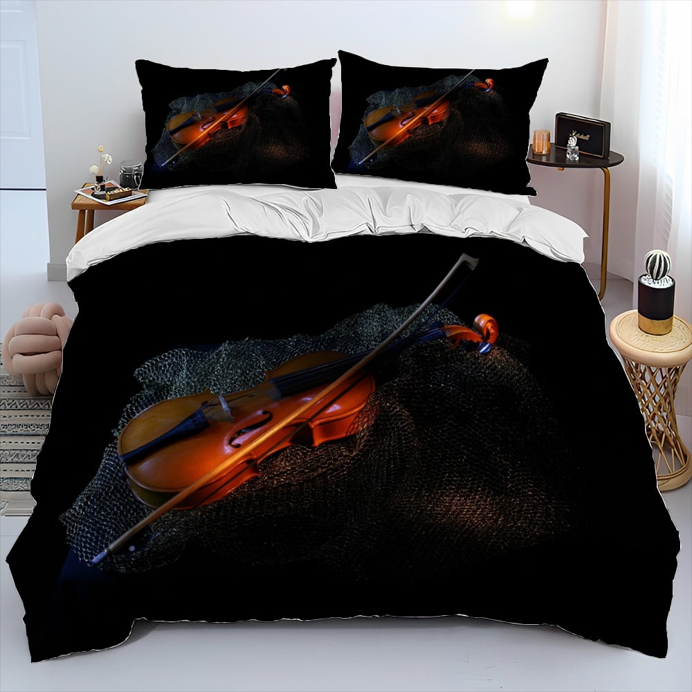 Classical Violin Instrument Music Comforter Bedding Set Duvet Cover Bed ...