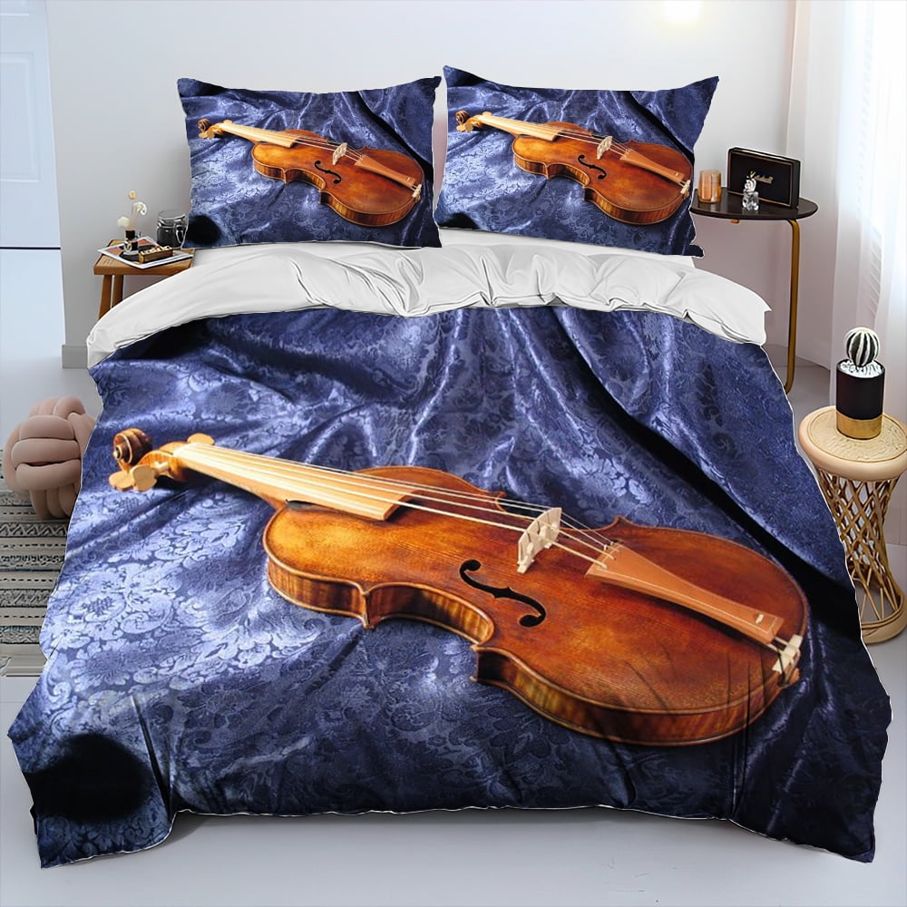 Classical Violin Instrument Music Comforter Bedding Set Duvet Cover Bed ...