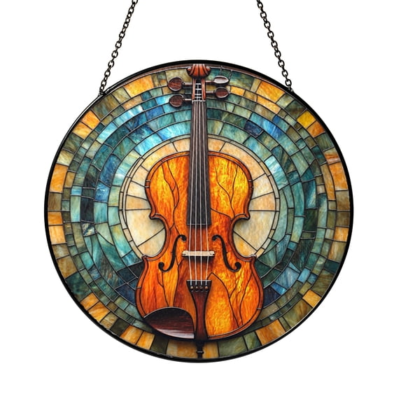 Classical Violin Window Suncatcher, Stained Glass Style Musical Art ...