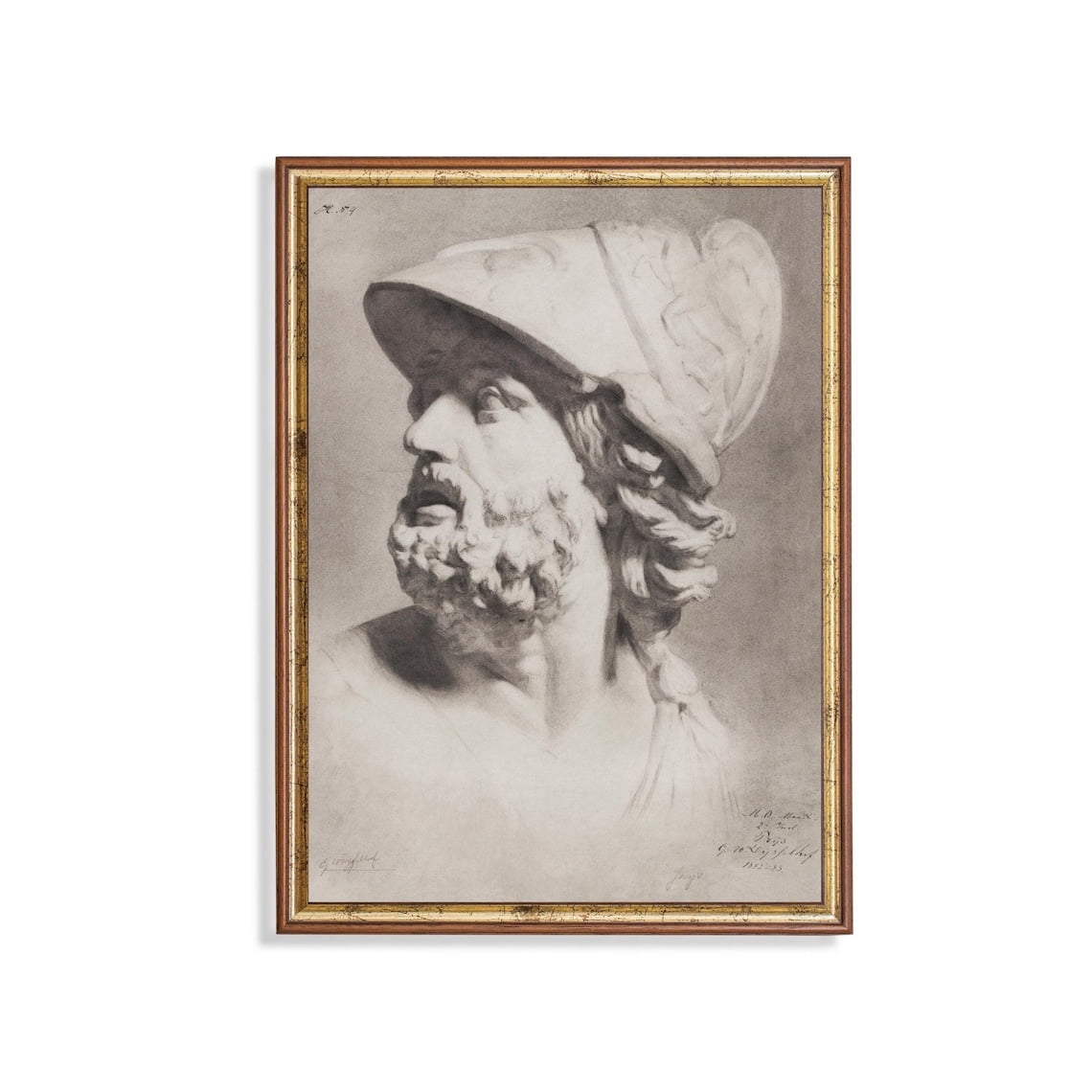 Classical Warrior Poster Antique Graphite Drawing, Greco-Roman Art Home ...