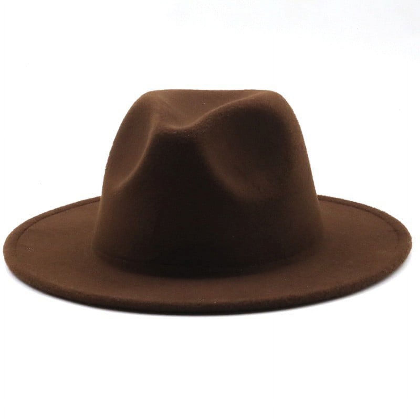 Classical Wool Felt Wide Brim Fedora Hat Pearl Belt Pink Solid Caps Men ...