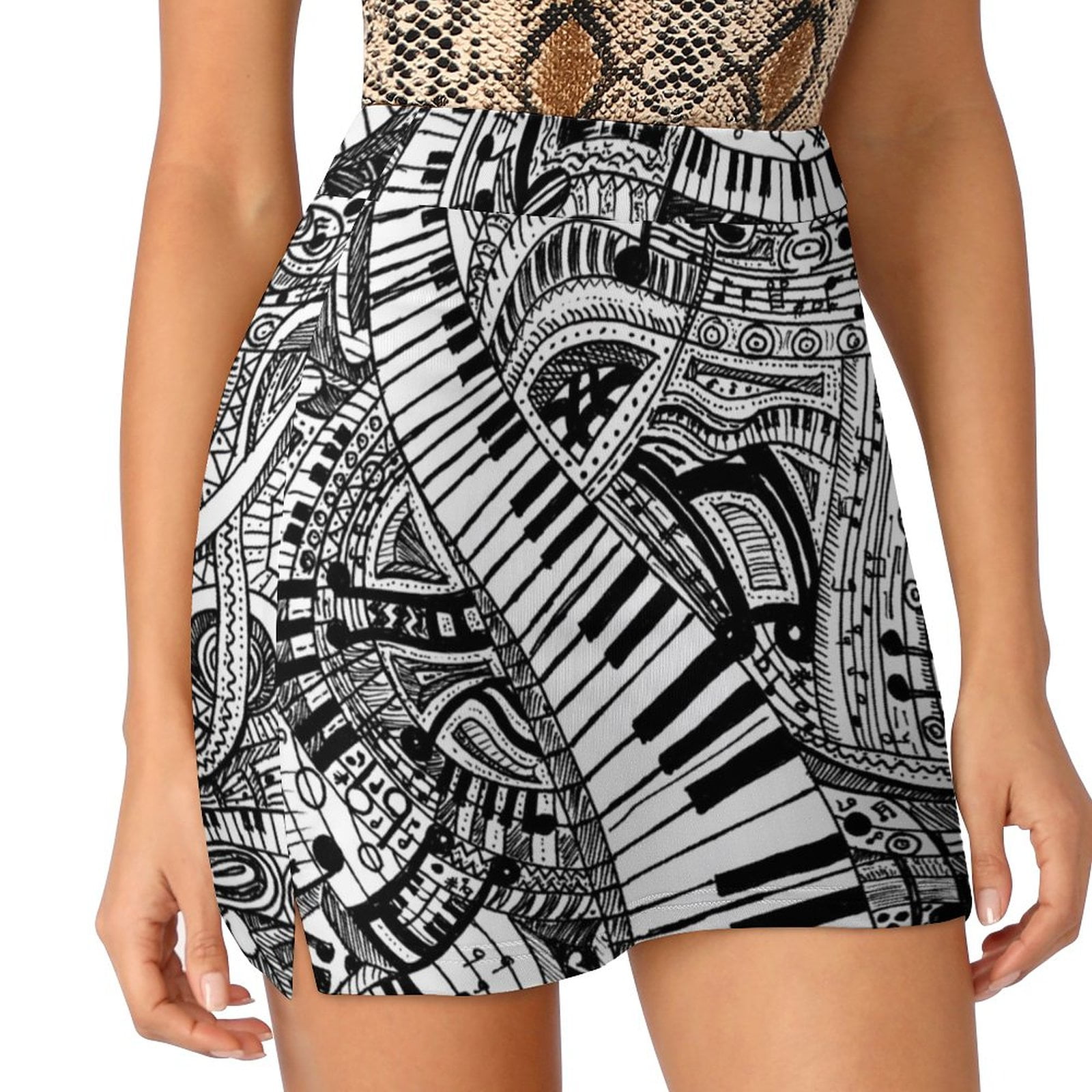 Classical music doodle with piano keyboard Light Proof Trouser Skirt ...