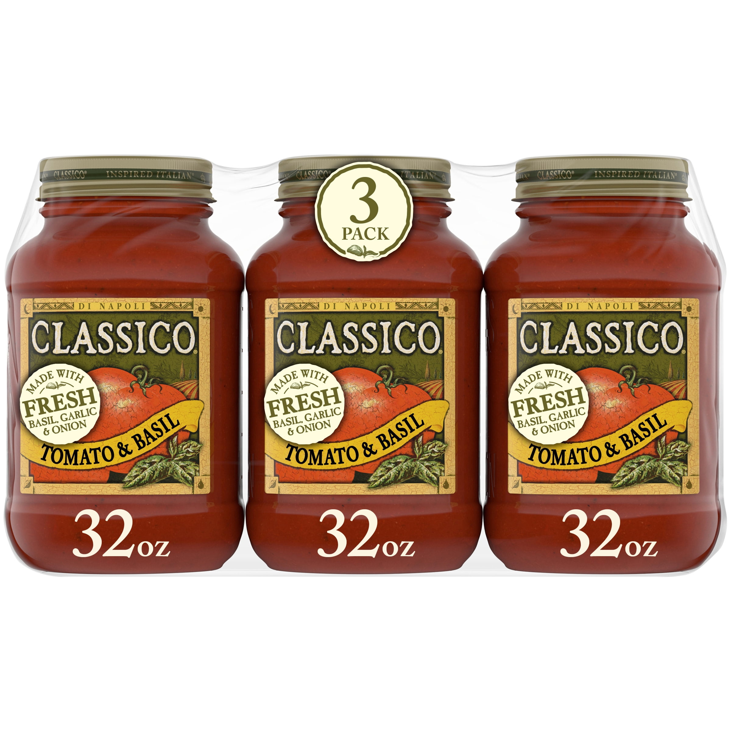 Classico, Tomato & Basil Pasta Sauce, 3ct, 32 oz jars - Walmart.com