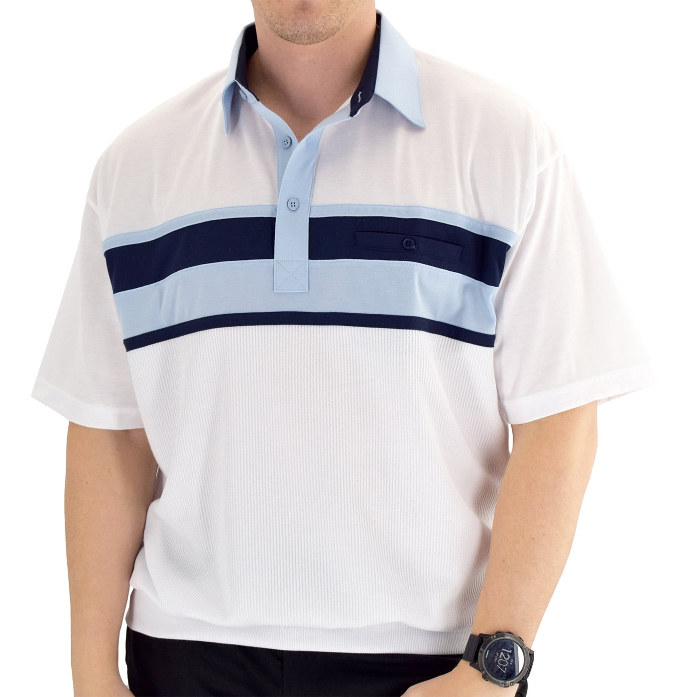 Classics by Palmland Horizontal Short Sleeve Banded Bottom Shirt with ...