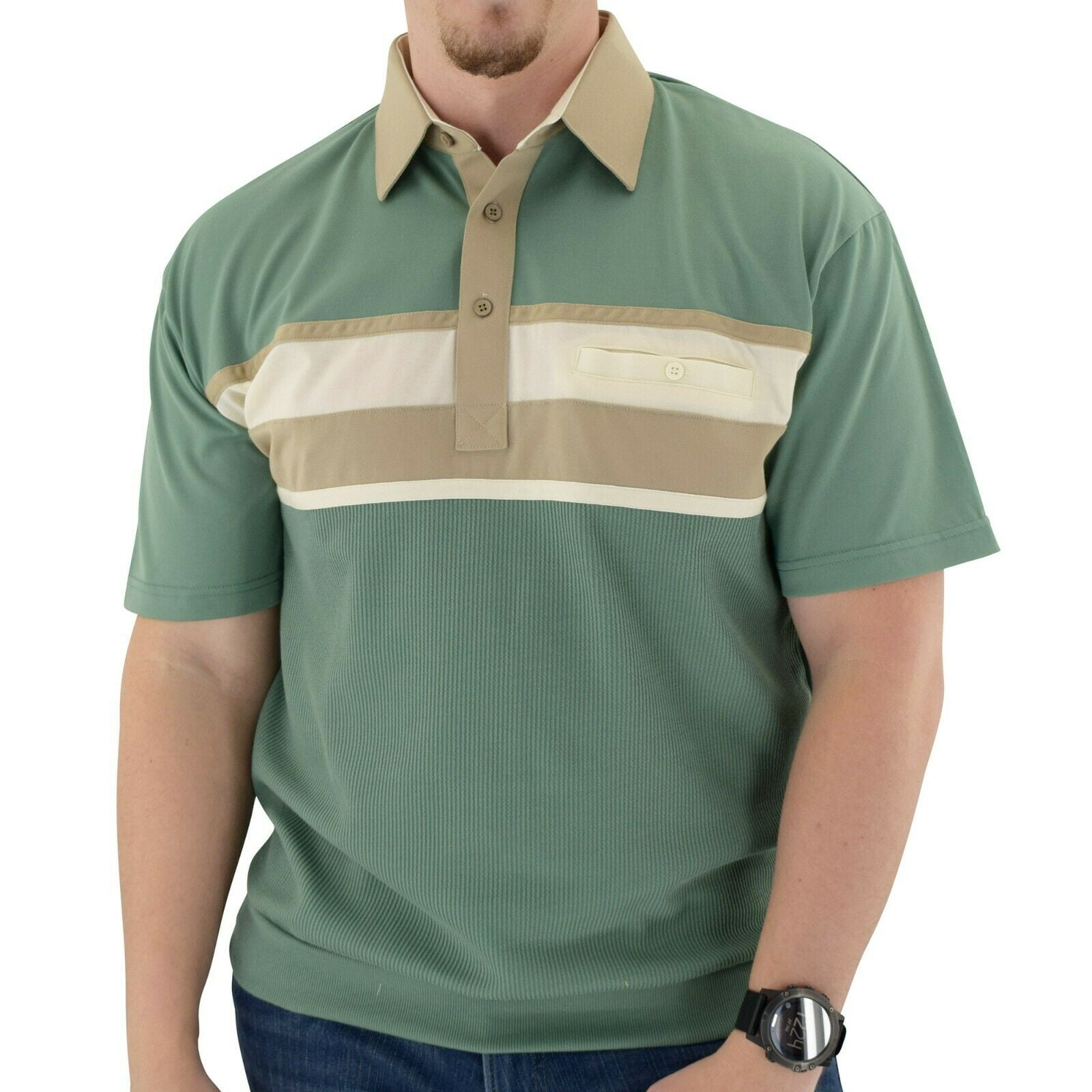 Classics by Palmland Horizontal Short Sleeve Banded Bottom Shirt with ...