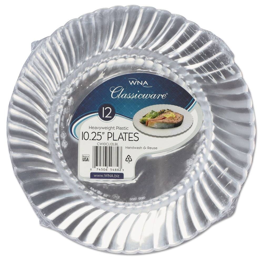 WNA Classicware Plates, Plastic, 10.25" dia, Clear, 12/Bag, 12 Bags ...