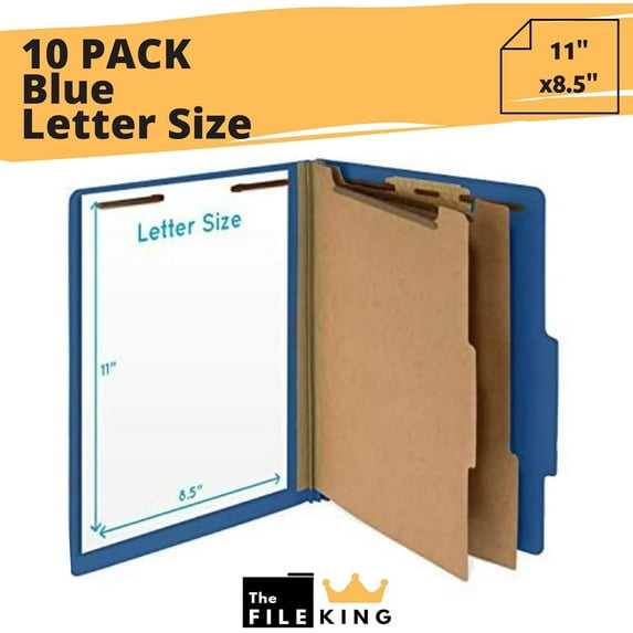 Classification Folders 2 Dividers Letter Size - Dark Blue, 10 Pack ...