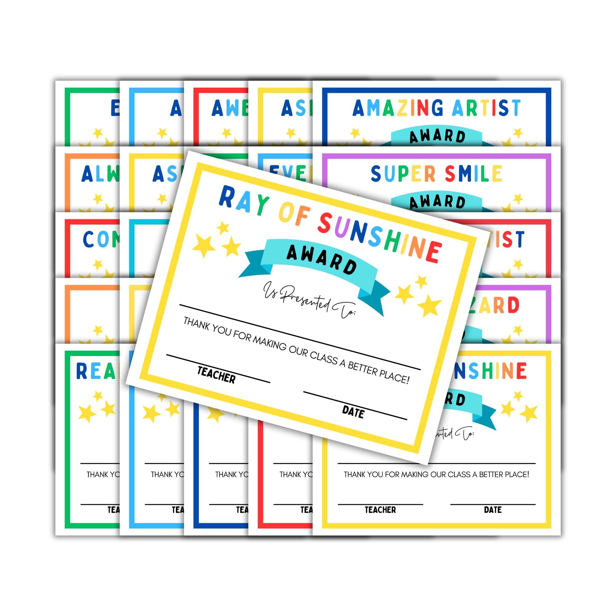 Classmate Superlatives Award Certificates 25pk 8.5x11 Rainbow Unique ...