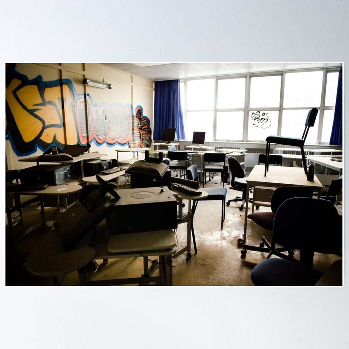 Classroom Abandoned After Earthquake Poster Wall Art, Modern Wall Decor ...
