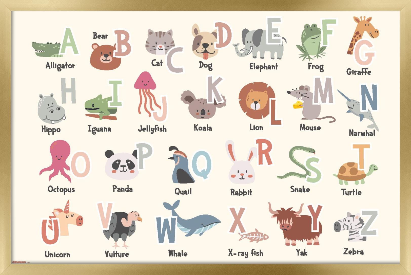 Classroom - Alphabet Animals 2026 Wall Poster, 14.725" x 22.375" Framed ...
