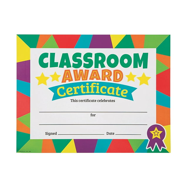 Classroom Award Certificate - Stationery - 180 Pieces - Walmart.com