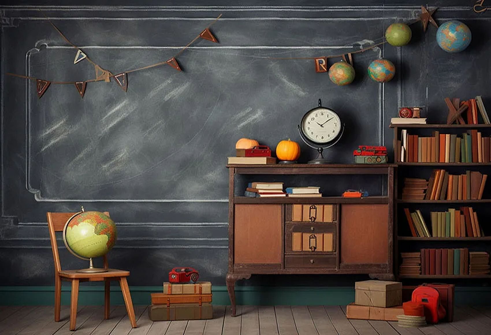 Classroom Back To School Book Blackboard Kid Birthday Party Portrait r ...