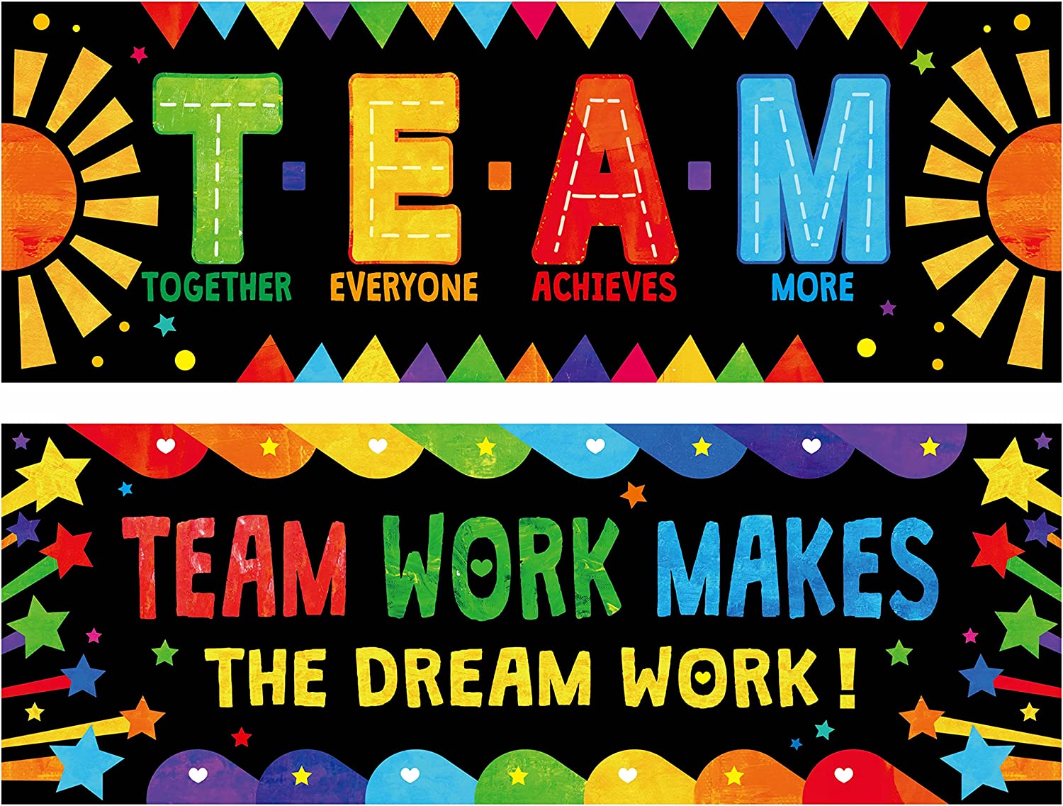 Classroom Banner Poster, 2 PCS Colorful Bulletin Board Decoration ...