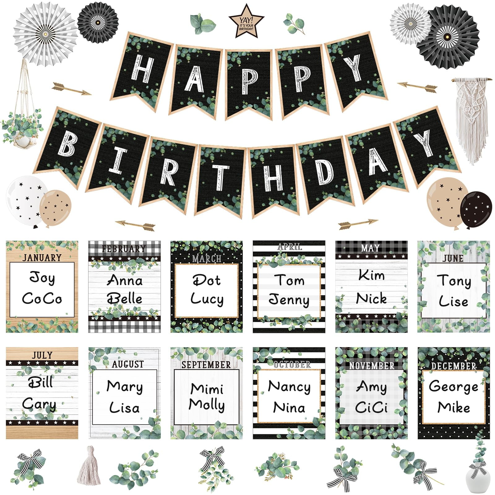 Classroom Birthday Decorations 48 Pcs, Happy Birthday Bulletin Board ...