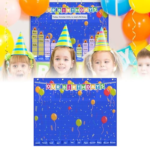 Classroom Birthday Pocket Chart with 90 Cards for Preschool ...