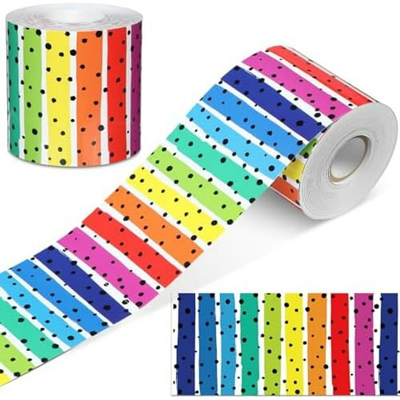 Classroom Bulletin Board Border 65 Feet Polk Dot Stripes Straight ...